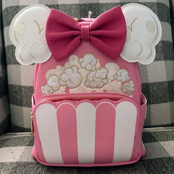 Loungefly | Bags | Disney Loungefly Minnie Mouse Pink Popcorn Ears ...
